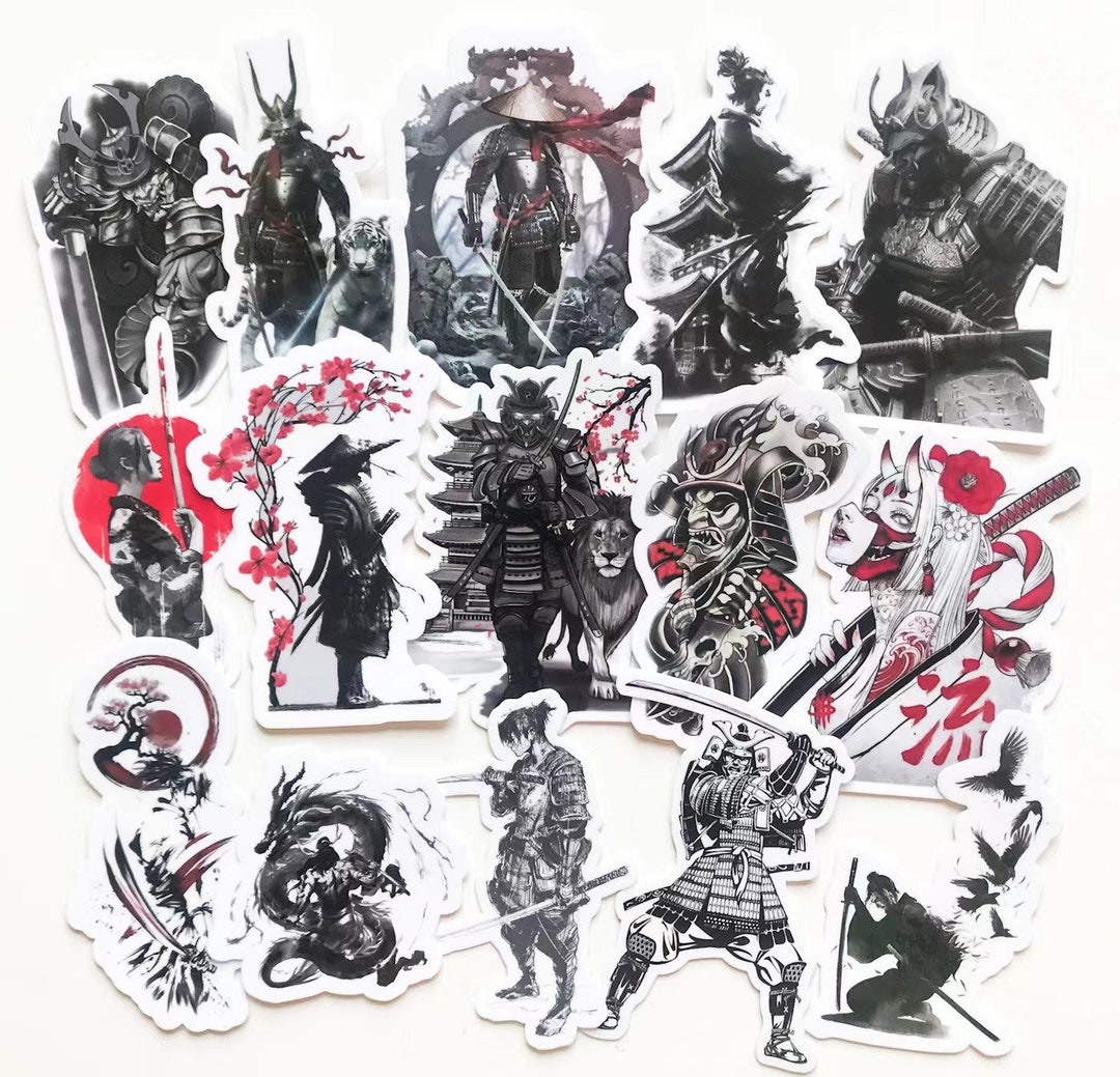 15pcs Japanese Samurai Stickers, Japanese Warrior Bullet Journal ...