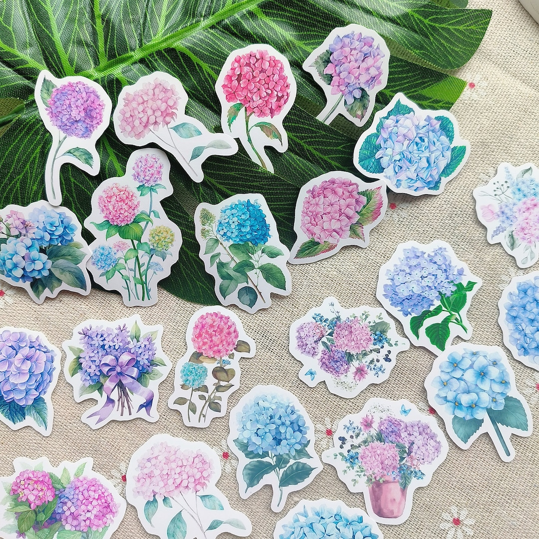 45pcs Hydrangea Flower Sticker, Pink Blue Purple Hydrangea Flower ...