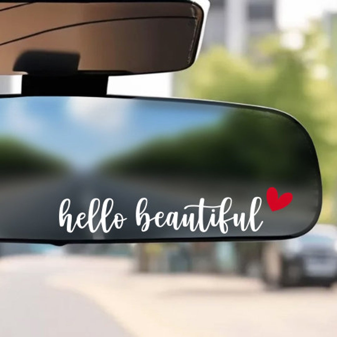 Hello Beautiful Car Mirror Decal Sticker | Rearview Mirror Decal ...