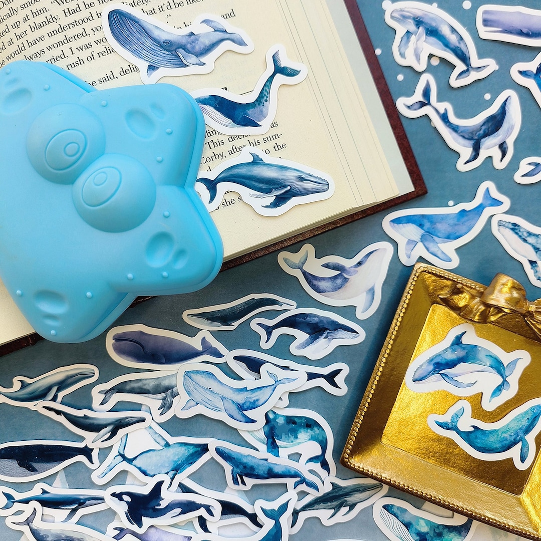45pcs Blue Whale Stickers, Blue Whale Bullet Journal Sticker, Whale ...