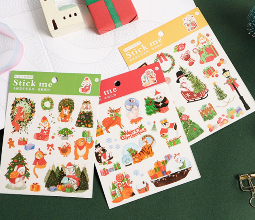 3 Sheets Christmas Animal Stickers, Christmas Bullet Journal Sticker ...