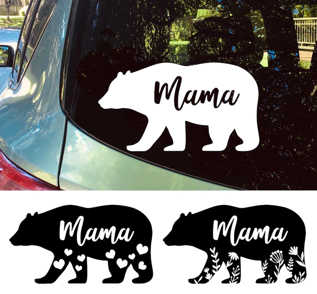 Mama Bear Vinyl Decal Sticker | Floral Mama Bear Sticker | Gift for Mom ...