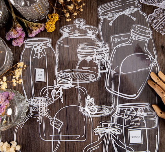 20pcs Large Clear Glass Bottle Stickers Bullet Journal - Etsy