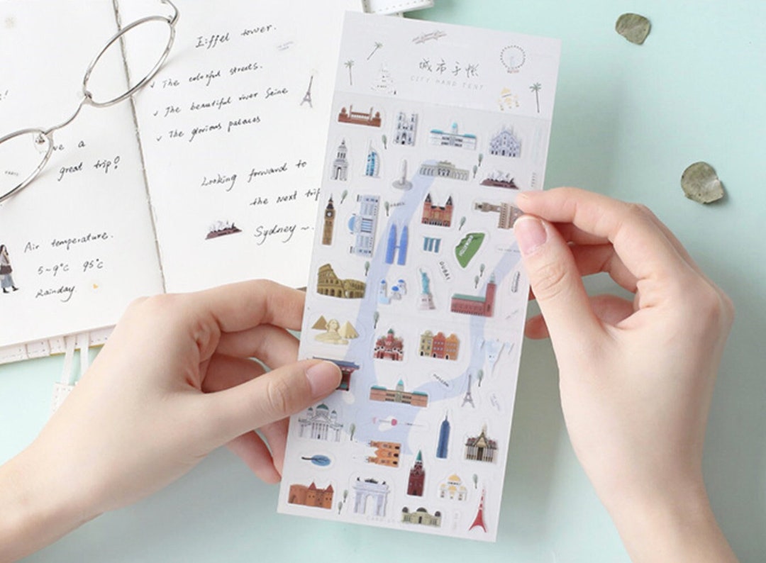 1 Sheet Travel City Landmark Stickers, Travel Bullet Journal Sticker ...