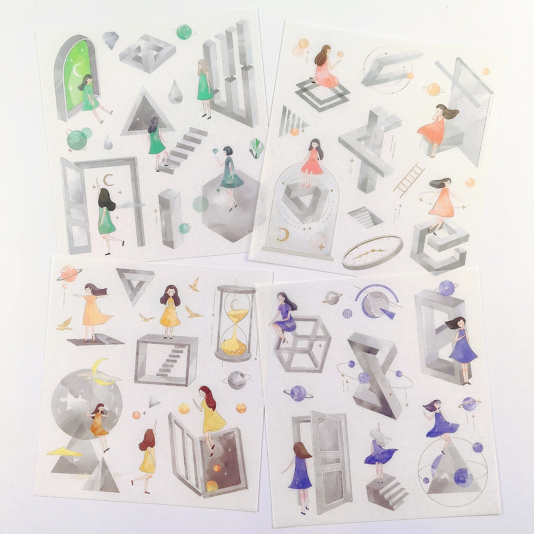 4 Morden Girl Sticker Sheet, Young Lady Bullet Journal Sticker Planner ...