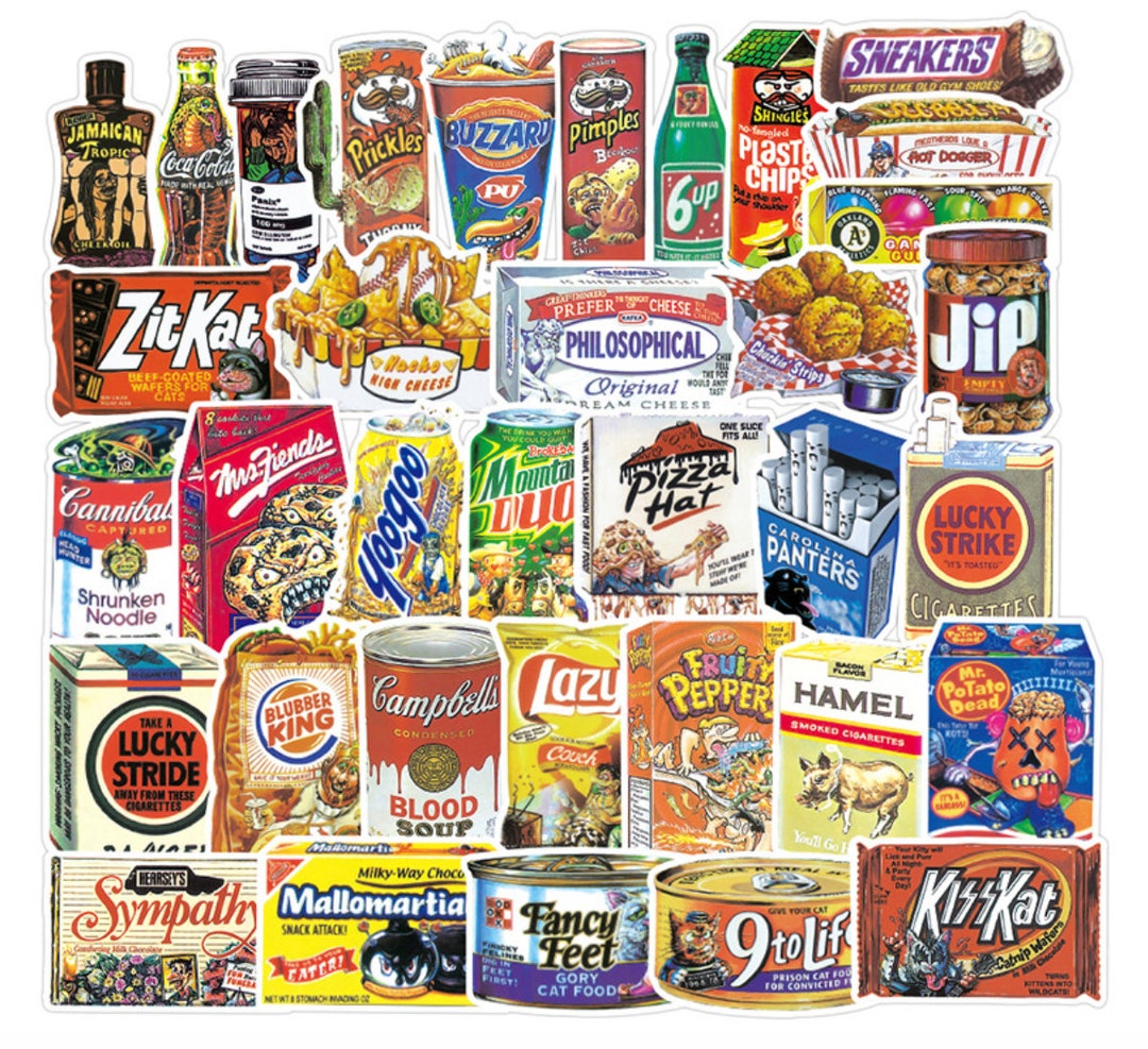 18pcs Large Funny Snack Vinyl Sticker Bomb Pack, Waterproof Food Snack ...