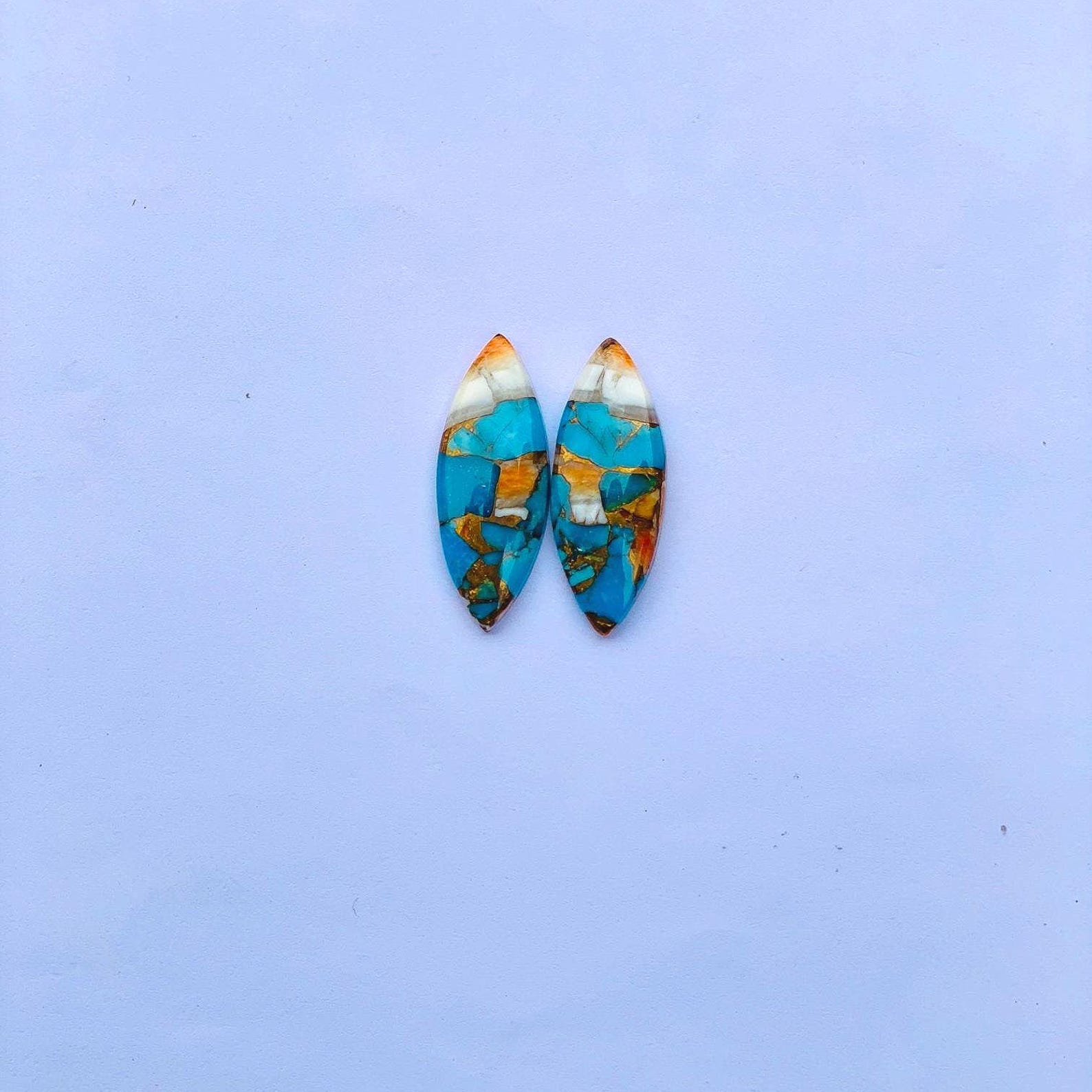 Gorgeous Spiny Oyster Copper Turquoise Matched Pair, Loose Gemstone ...