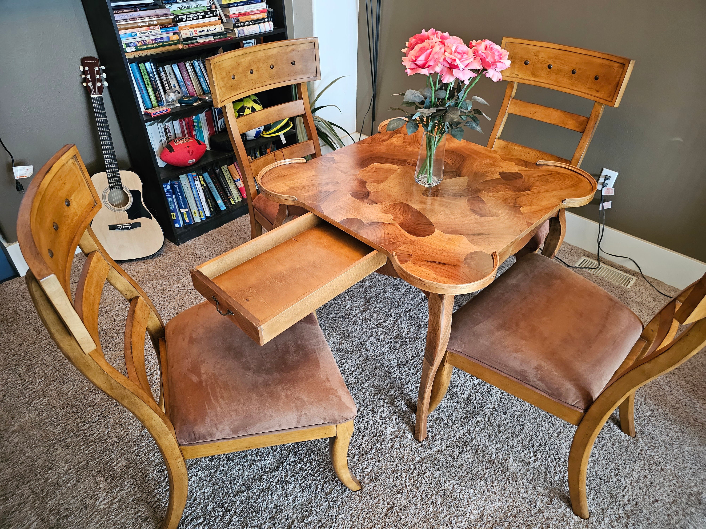 Wood French Provincial Game Table French Provincial Game Table Vintage ...