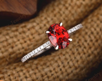 Emerald Cut Lab Created Ruby Engagement Ring for Women - Etsy