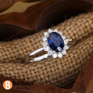 Oval Lab Created Sapphire 14k Solid Gold Engagement Rings for - Etsy