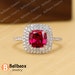 Cushion Cut Lab Red Ruby Engagement Ring Solid 14K White Gold Ring ...