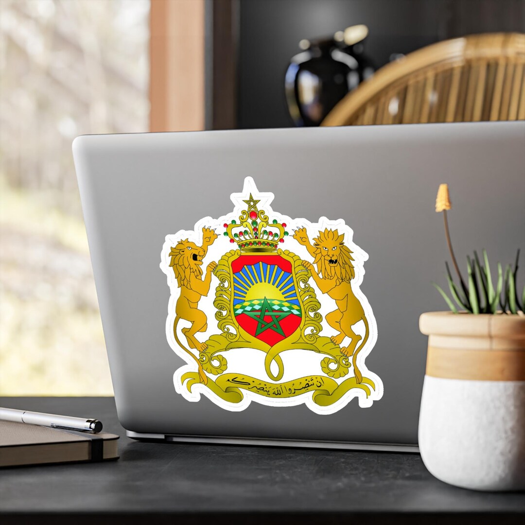 Moroccan Coat of Arms Kiss-cut Vinyl Decal | Morocco Emblem Sticker - Etsy