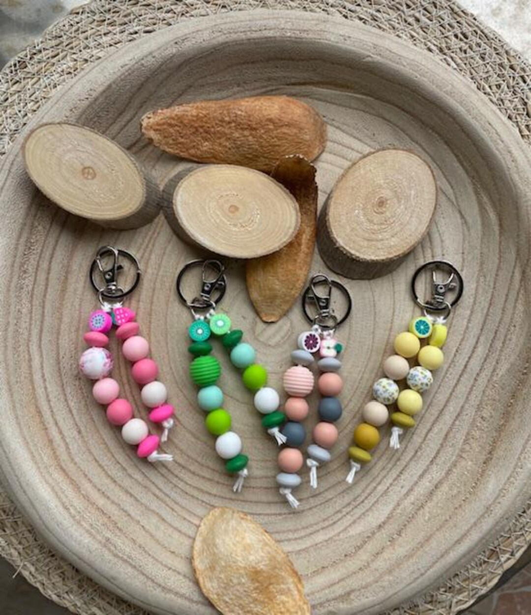 Fancy Pearl Key Ring, Personalized, Silicone Pearl, Spiral Pearl, Flat ...