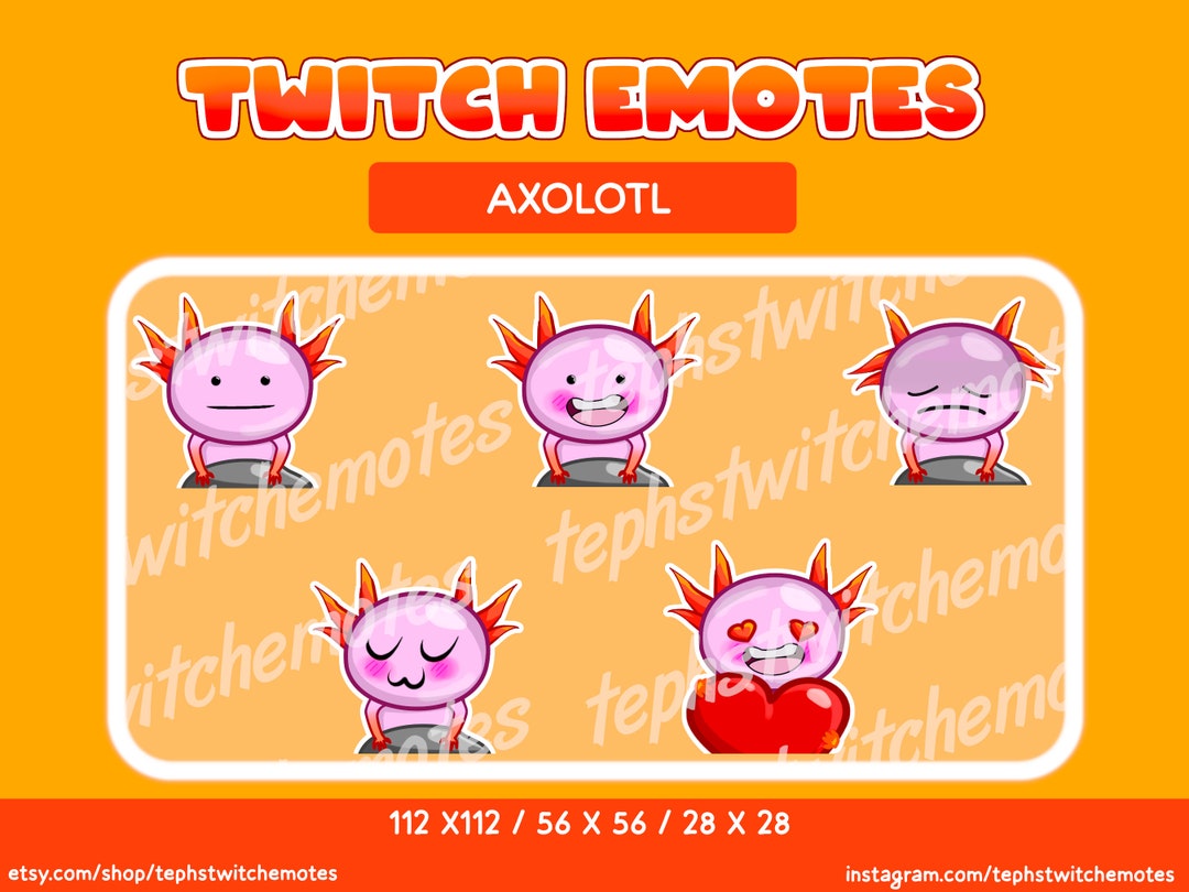5 Chibi Cute Axolotl Emotes - Heart, Happy, Sad, UWU, Bruh - Twitch ...