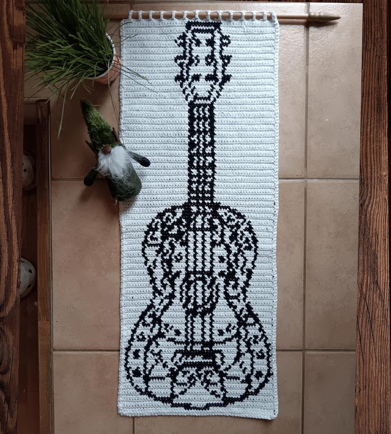 Music Crochet Pattern | Guitar Crochet Wall Hanging Pattern | Tapestry ...