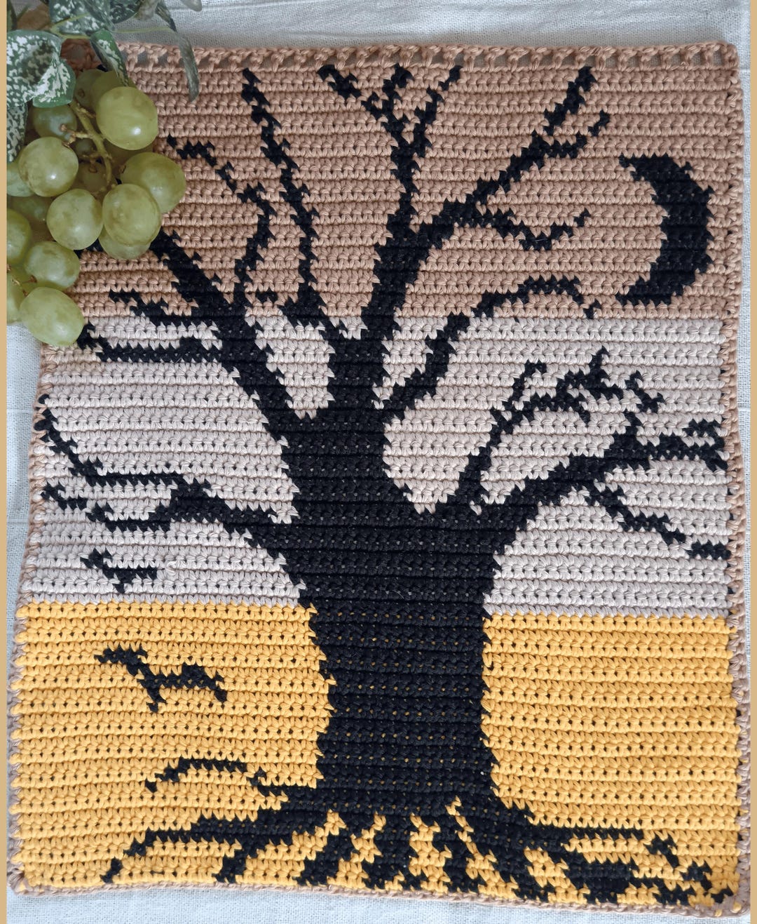 Crochet Pattern | the ROOTED TREE Wall Hanging, Bag | Tapestry Crochet ...