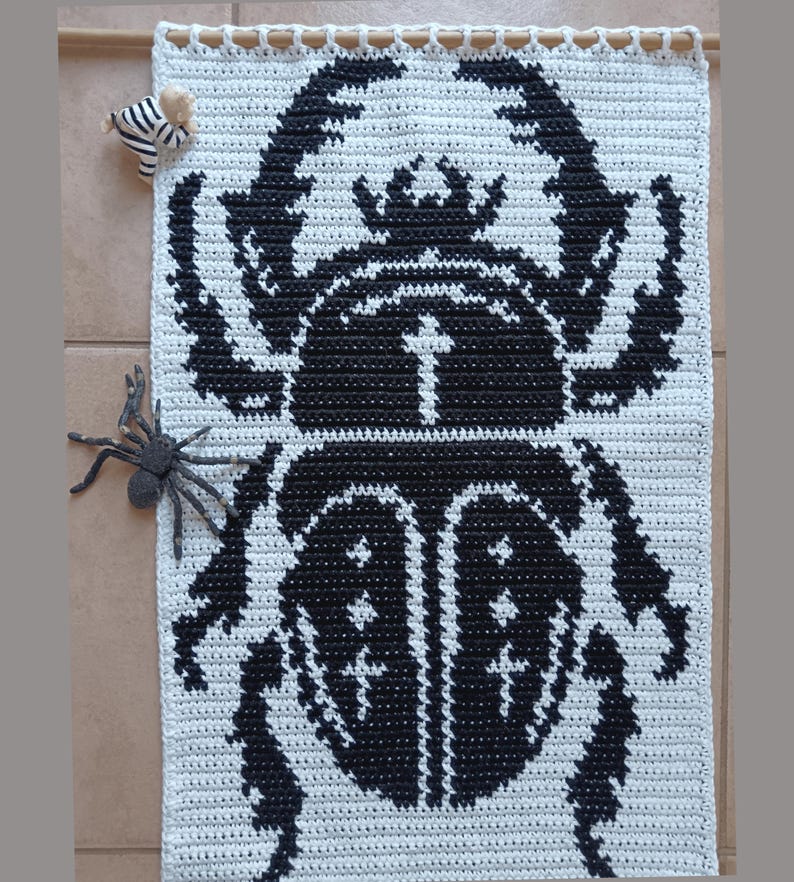 Crochet Pattern | the Stag Beetle Wall Hanging, Bag | Tapestry Crochet Pattern | Stag Beetle ...