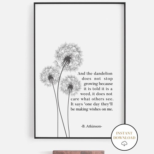 Dandelion Wish Quote Printable Dandelion Wall Art - Etsy
