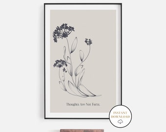 Thoughts Are Not Facts Mental Health Poster Therapist Office Decor ...