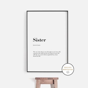 Sister Definition Printable Wall Art Definition Wall Art - Etsy