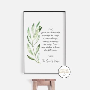 The Serenity Prayer Wall Art, Christian Prayer Printable Wall Art ...