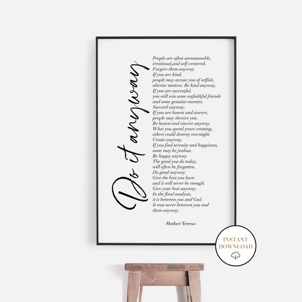 Anyway Poem Printable - Etsy
