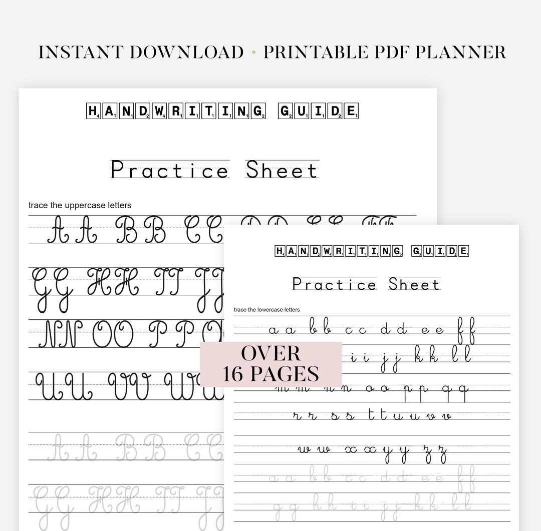 Cursive Handwriting Practice Worksheets Tracing Sheets Alphabet Tracing ...