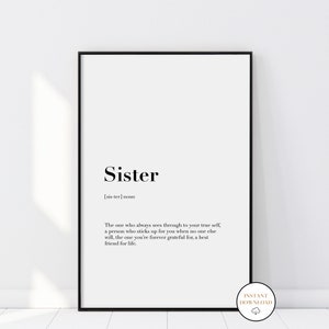Sister Definition Printable Wall Art Definition Wall Art - Etsy