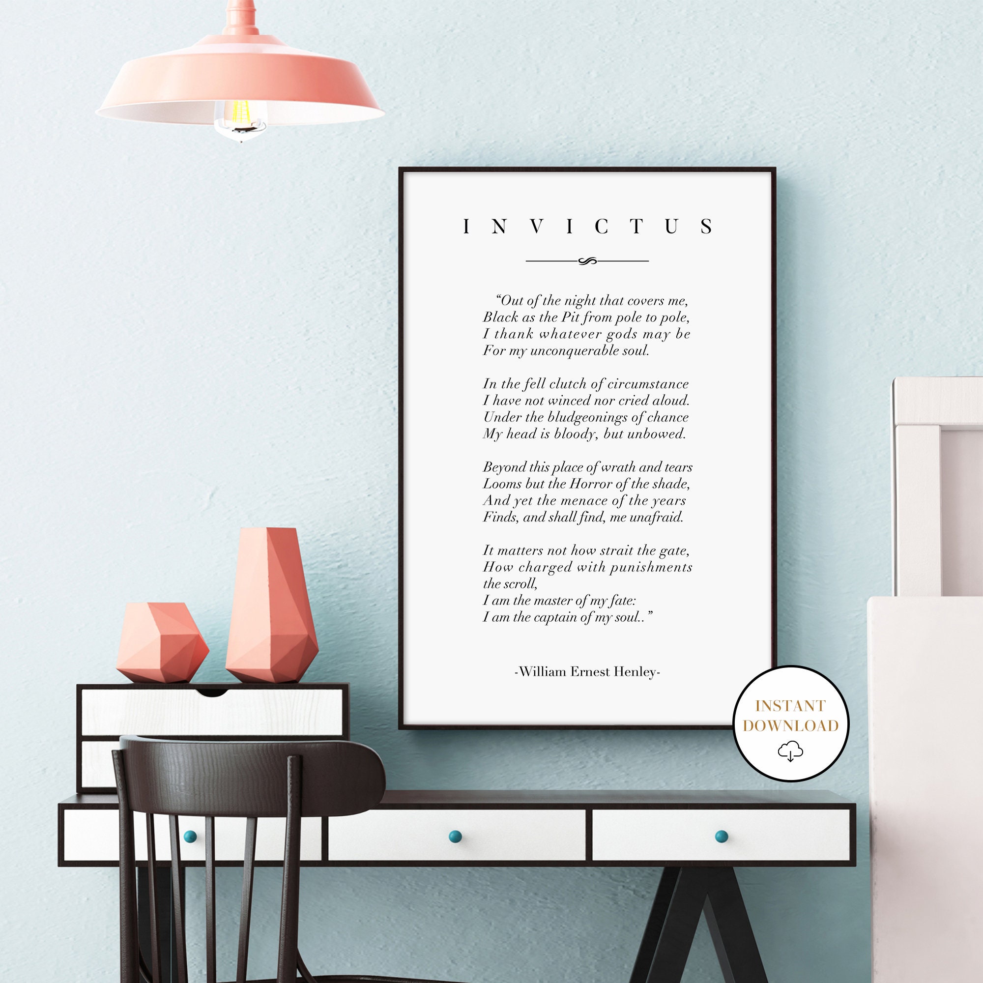 Printable Invictus Poem Invictus Poem by William Ernest - Etsy UK