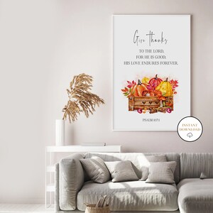 Give Thanks to the Lord Sign, Psalm 107:1, Thanksgiving Bible Verse ...