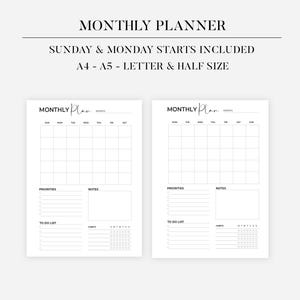 Daily Weekly Monthly Planner Printable Full Printable Planner Undated ...