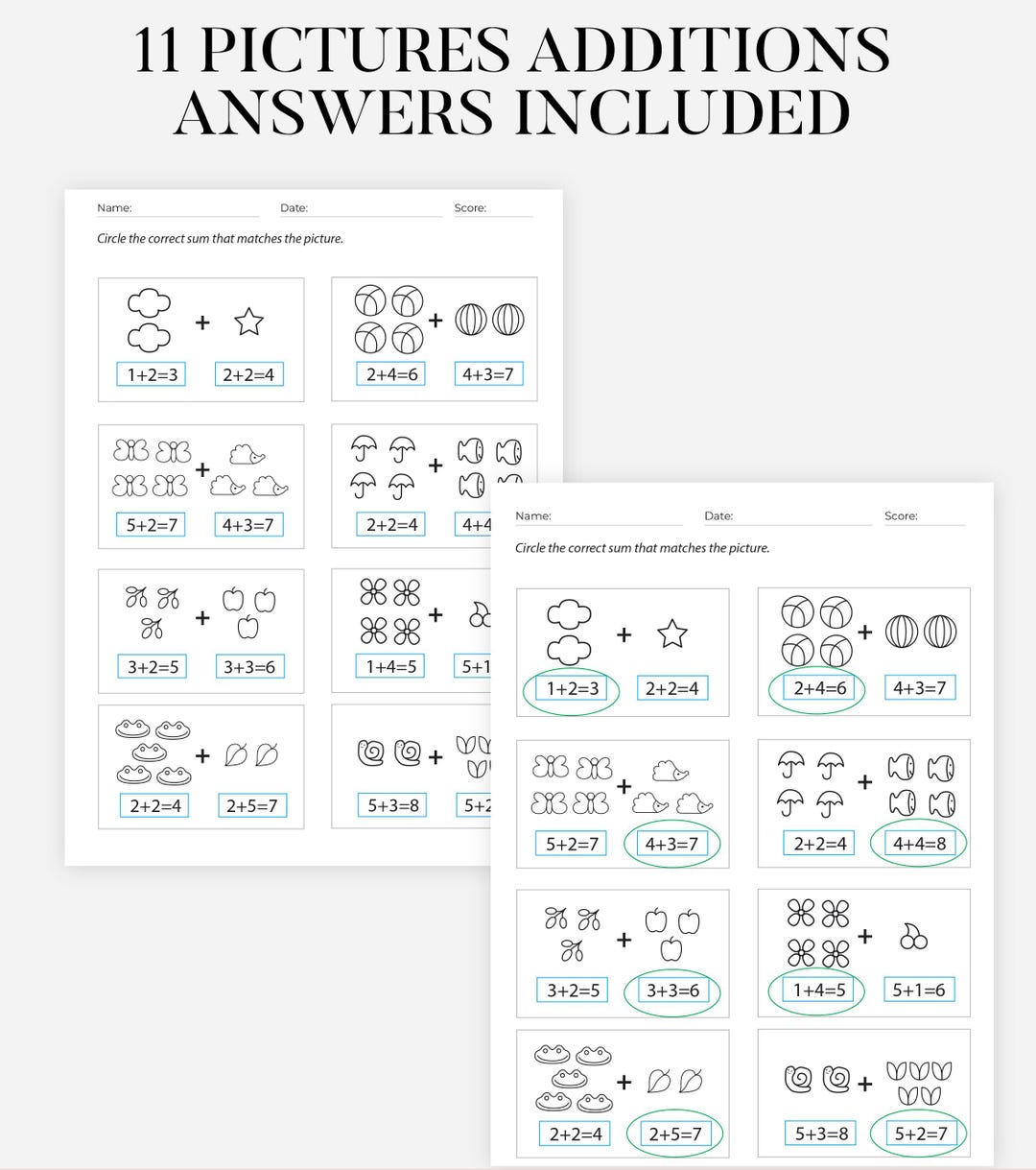 Addition Worksheets, Numbers 1-10, Adding Worksheets, Educational ...
