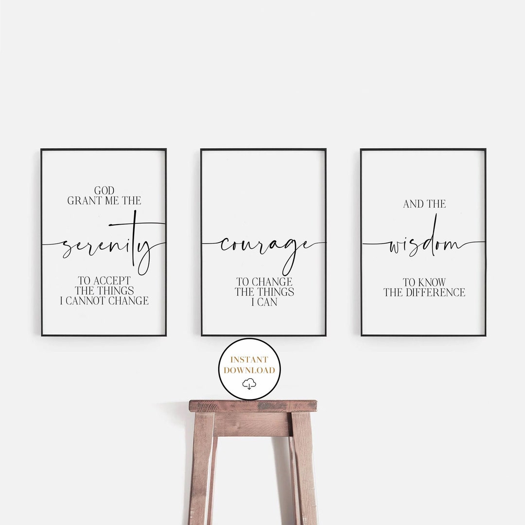 Serenity Prayer Sign, Scripture Prayer Printable Wall Art, God Grant Me ...