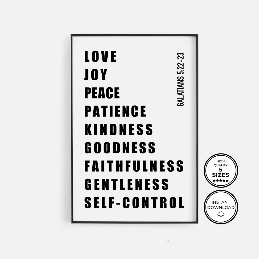 Fruit of the Spirit, Bible Verse Wall Art, Galatians 5:22-23, Love Joy ...