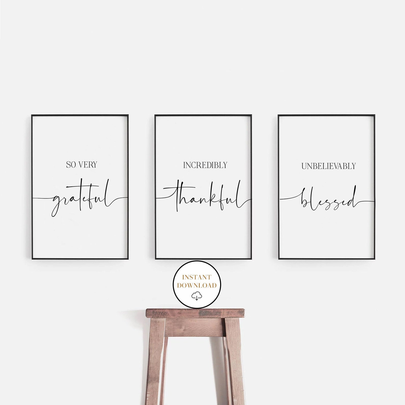 Grateful Thankful Blessed Printable Set of 3 Prints so Very - Etsy