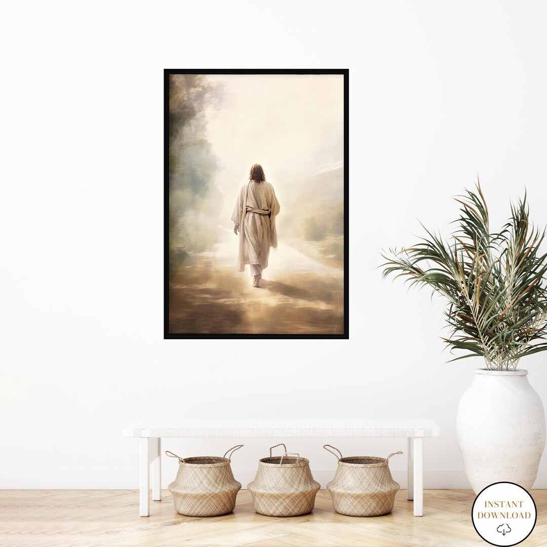 Christian Wall Art, Jesus Walking Wall Art, Christian Wall Decor, Jesus ...