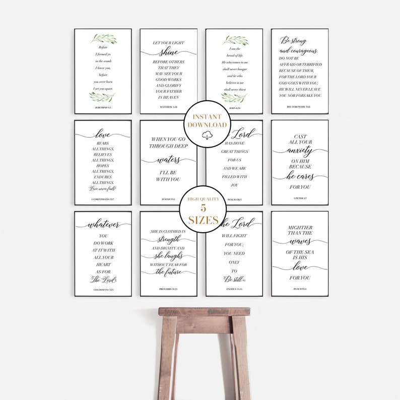 12 Bible Verses Set Bible Verses Printable Set Bible Verse - Etsy