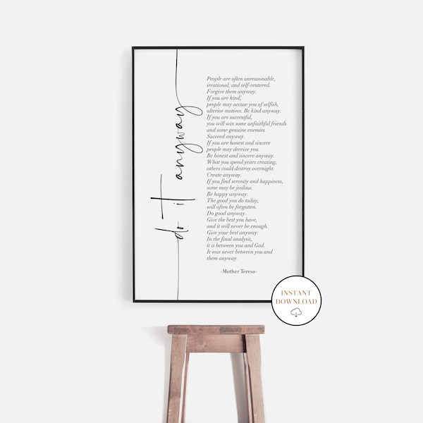Anyway Poem Printable - Etsy