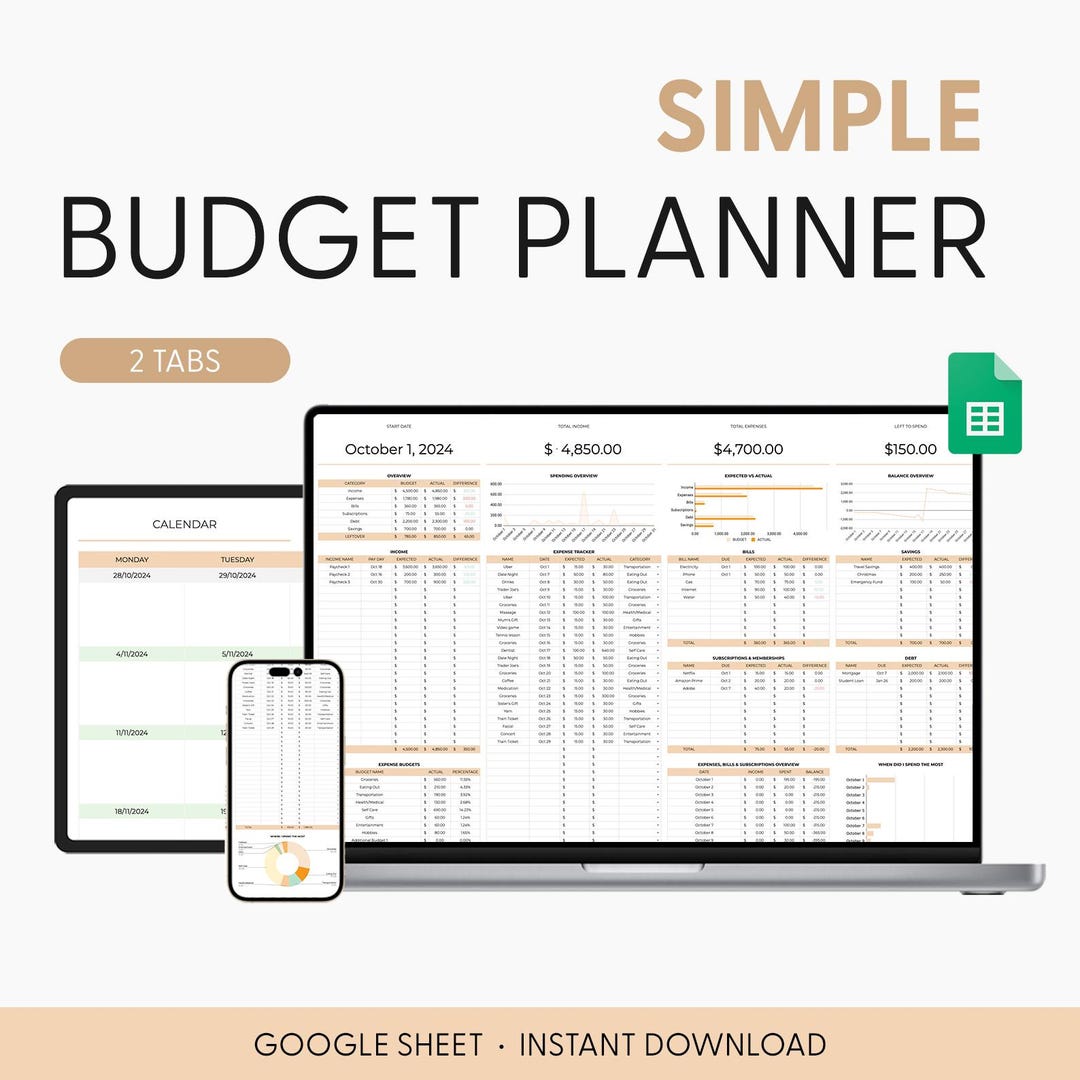 Simple Budget Tracker, Monthly Budget Tracker, Budget Spreadsheet ...