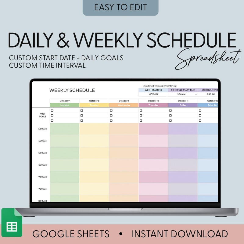 Weekly Schedule - Etsy