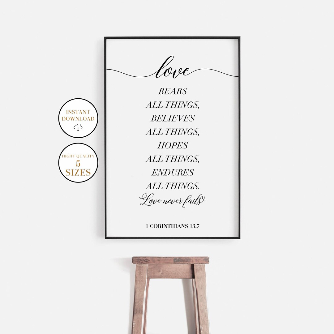 Bible Verses Printable Love Bears All Things Printable Bible - Etsy