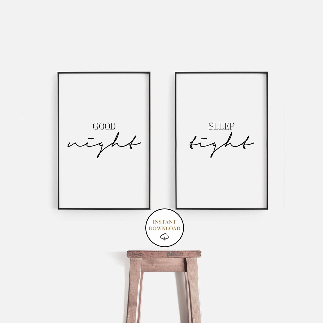 Good Night Sleep Tight Print, Set of 2 Bedroom Signs, Good Night Sleep ...