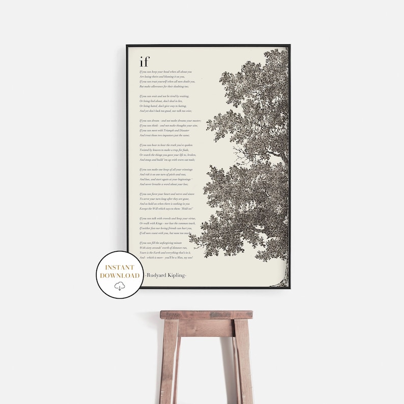 If by Rudyard Kipling Wall Art Motivational Poster - Etsy