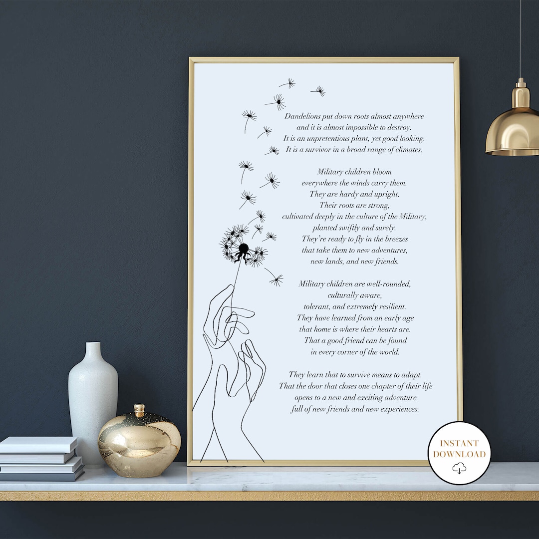 Dandelion Memorial Poem, Dandelion Flower of the Military Child ...