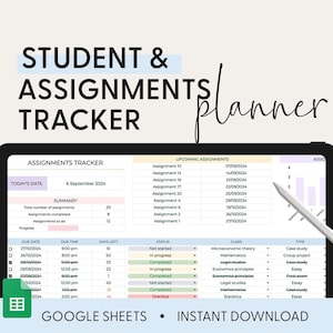 Student Planner and Assignment Tracker Google Sheets College ...