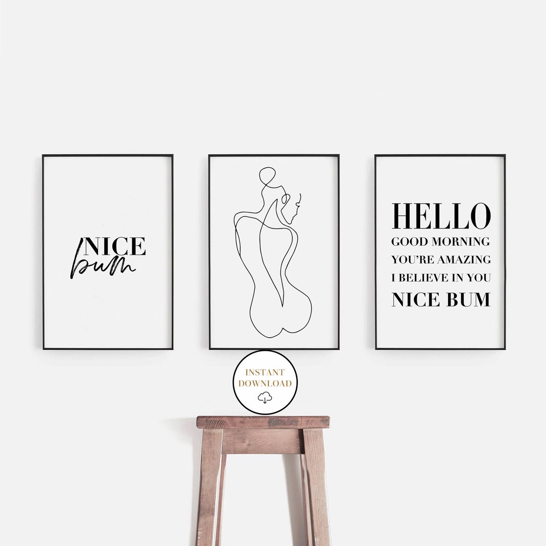 Nice Bum Body Positive Print Woman Line Art Butt Art Print - Etsy