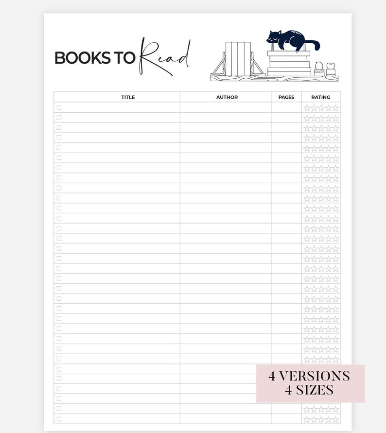 Reading Log Printable, Reading Tracker Bundle, Books to Read, Books I ...
