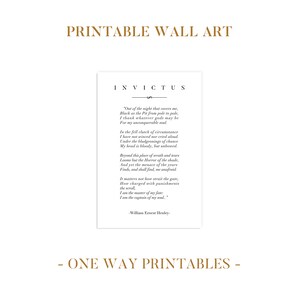 Printable Invictus Poem, Invictus Poem by William Ernest Henley ...