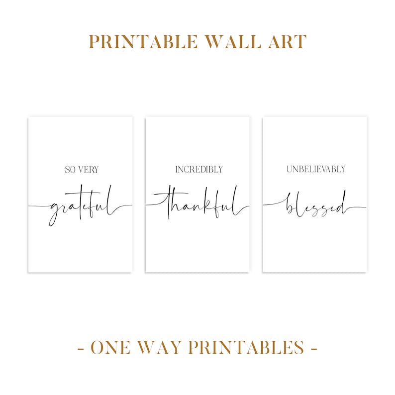 Grateful Thankful Blessed Printable Set of 3 Prints so Very - Etsy