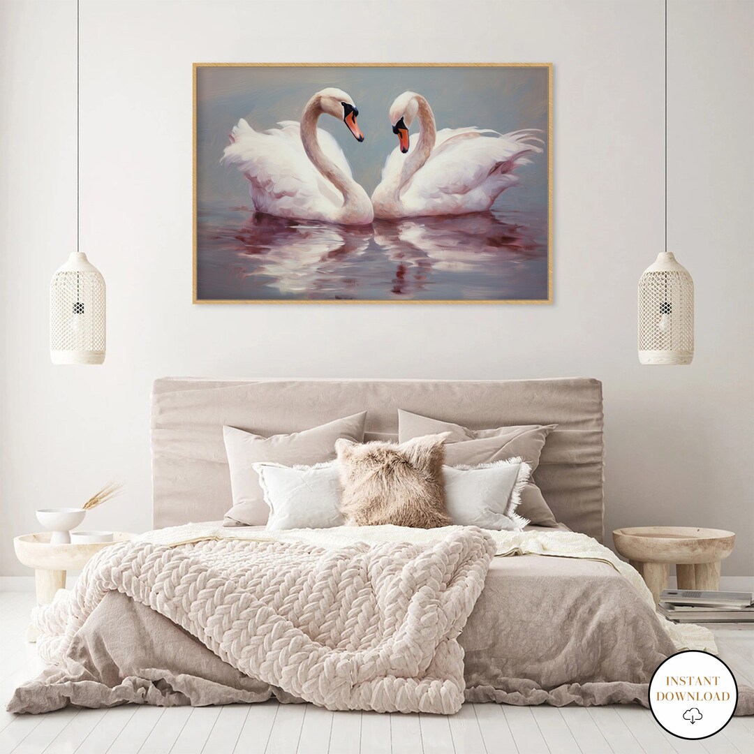 Swan Print, Blush Pink Nursery Printable Wall Art, Teen Girl Room Decor ...